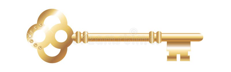 Golden Key Isolated on White Vector Stock Illustration - Illustration ...