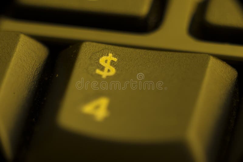 Golden $ key in a keyboard stock photo. Image of white - 46612248
