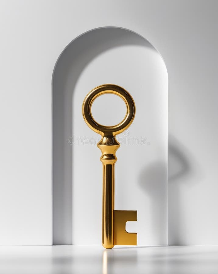 Golden Key and Keyhole Symbolizing Success and Security Stock Photo ...