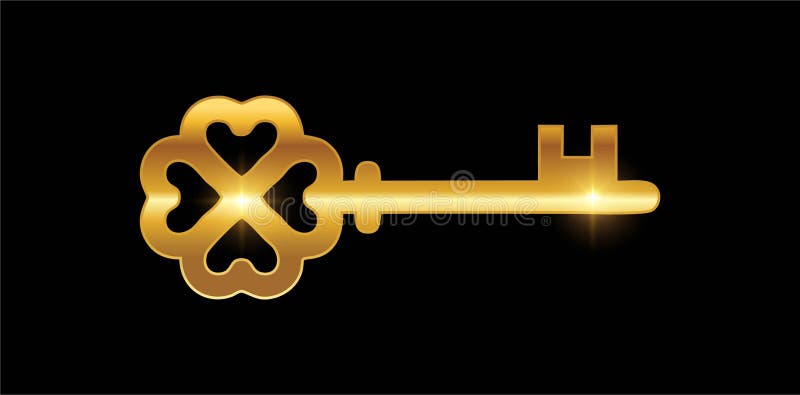 Golden Key Logo Vector Illustration Stock Vector - Illustration of ...