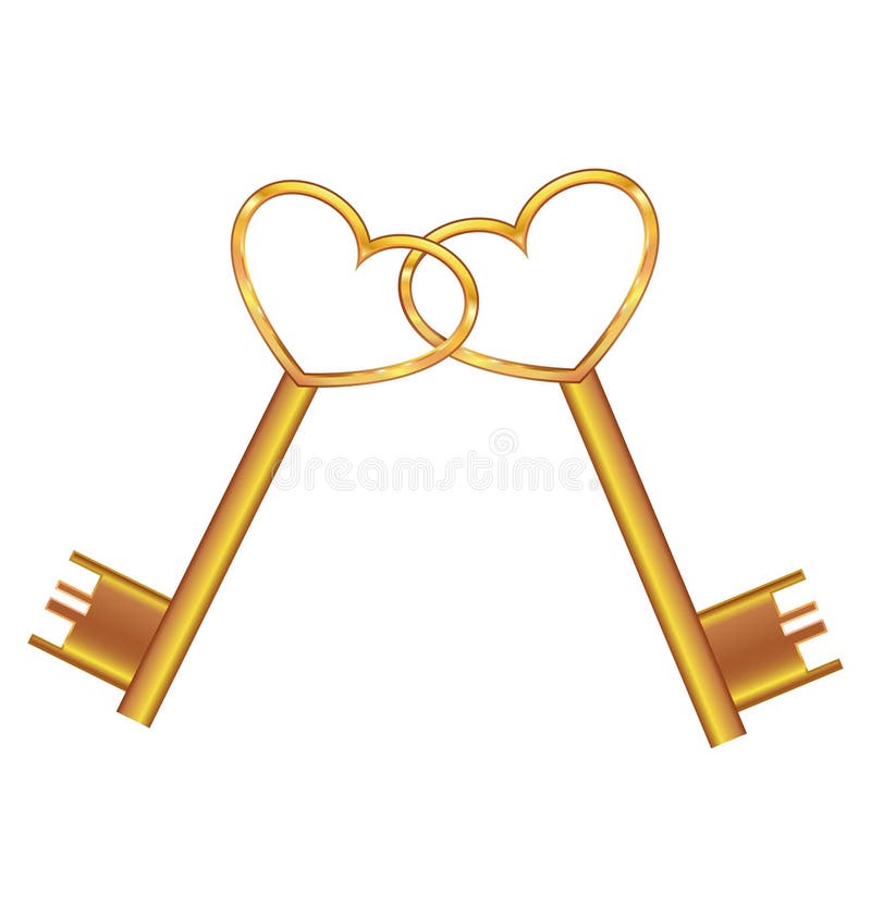 Golden key opens the heart stock vector. Illustration of accessibility ...