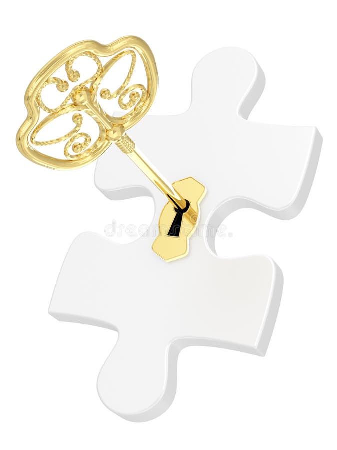 Golden key and puzzle stock illustration. Illustration of business ...