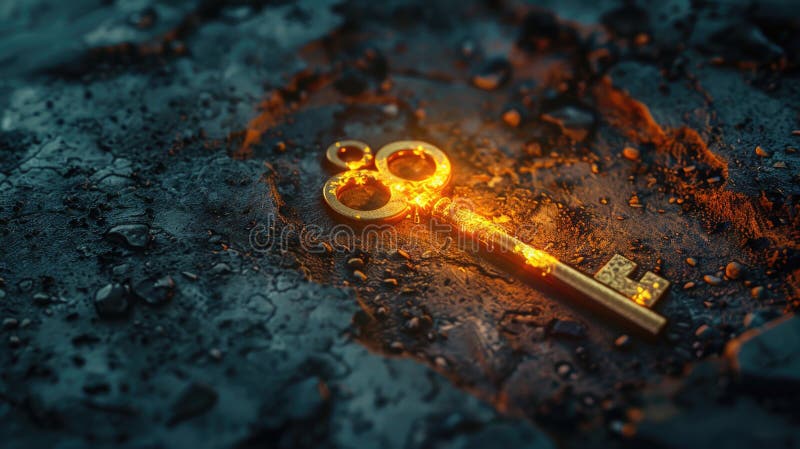 A Golden Key Rests on Top of a Rock, Perfect for Adding Texture To Your ...