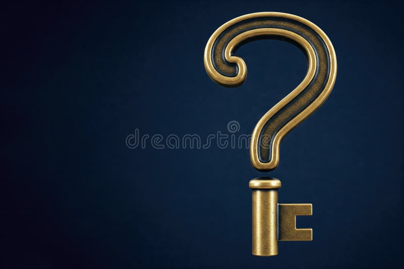 A Golden Key in the Shape of a Question Mark. Space for Text. Stock ...