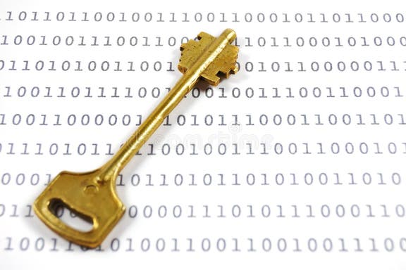 Golden Key on a Sheet with Binary Encrypted Data Stock Photo - Image of ...