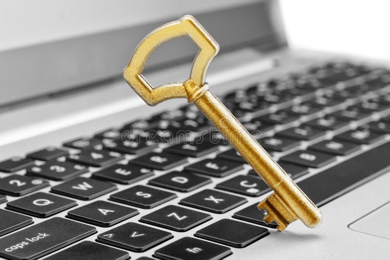 Golden Key Symbol of Security in Internet. Stock Image - Image of copy ...