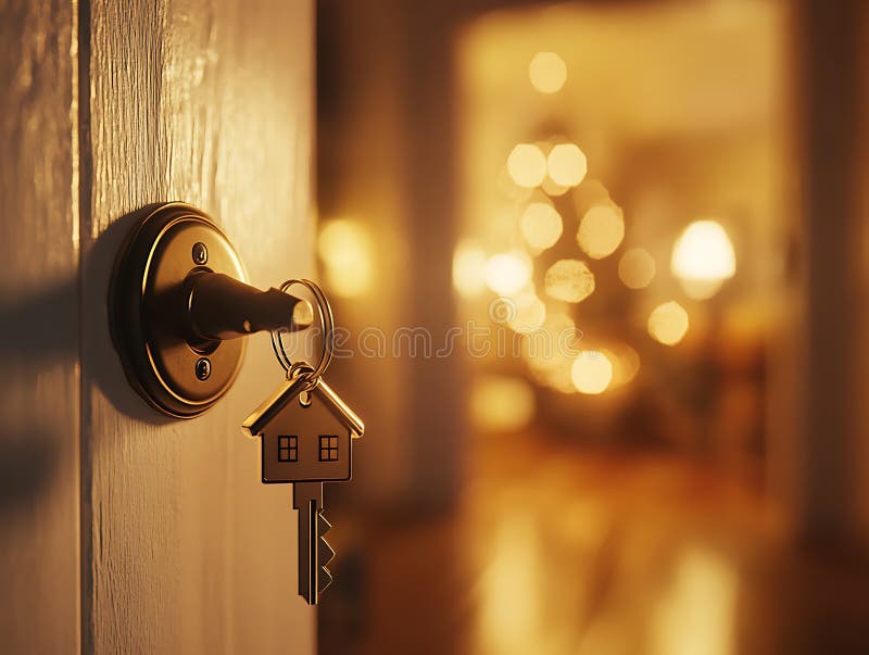 Golden Key To Home Illuminated by Warm Evening Light Stock Illustration ...