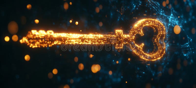 Golden Key Unlocking Digital Opportunities, Surrounded by Data Streams ... Golden Key Unlocking Digital Opportunities, Surrounded by Data Streams ...