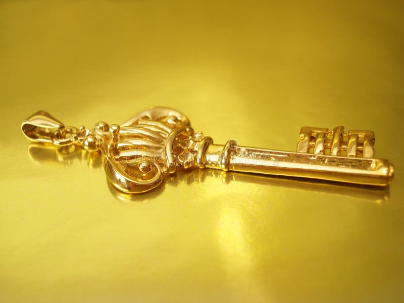 Golden key on yellow stock image. Image of beauty, input - 3512401