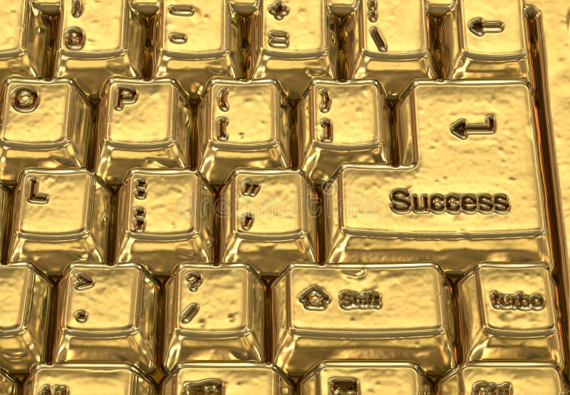 Golden keyboard of success stock photo. Image of successful - 4548038