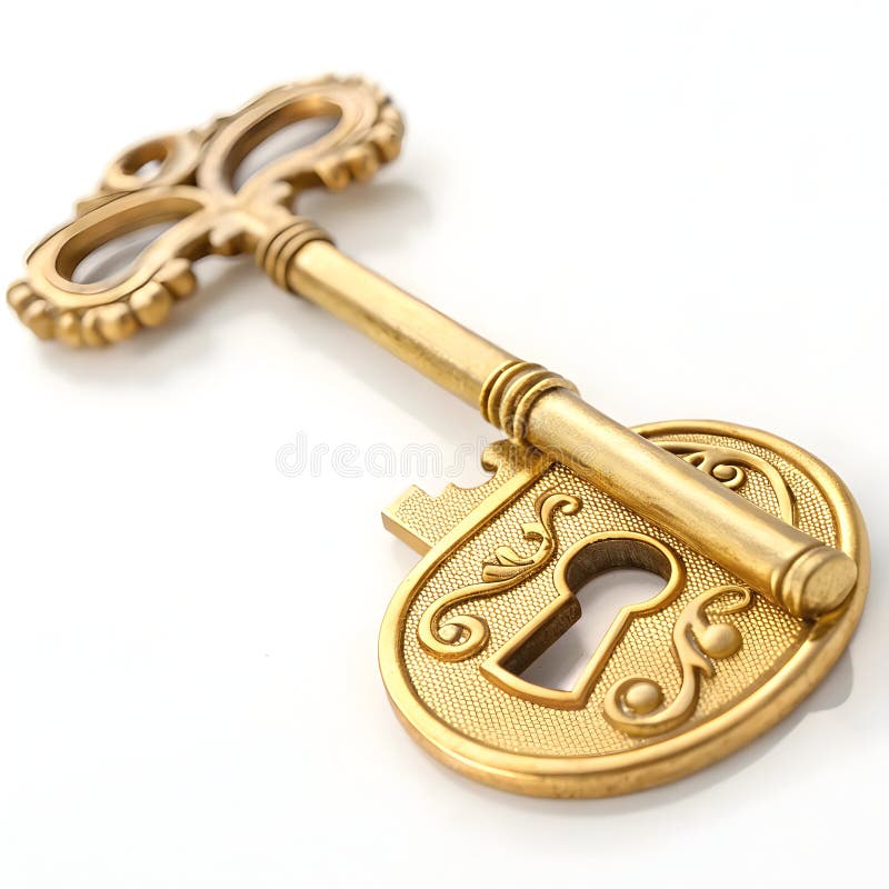 Golden Keyhole Isolated on White Background Stock Illustration ...