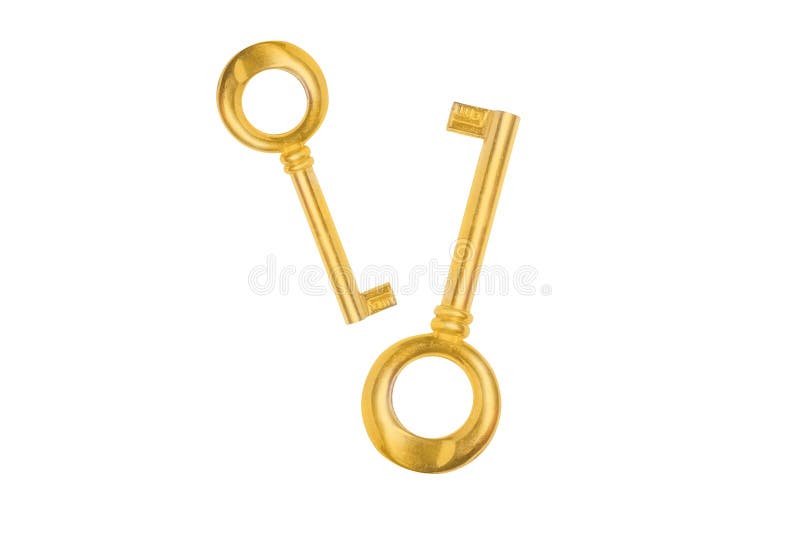 Golden Keys in Falling Isolated on White Stock Image - Image of ...