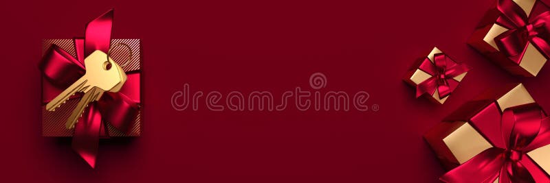 Golden Keys on a Gift Boxes Background. Stock Illustration ...