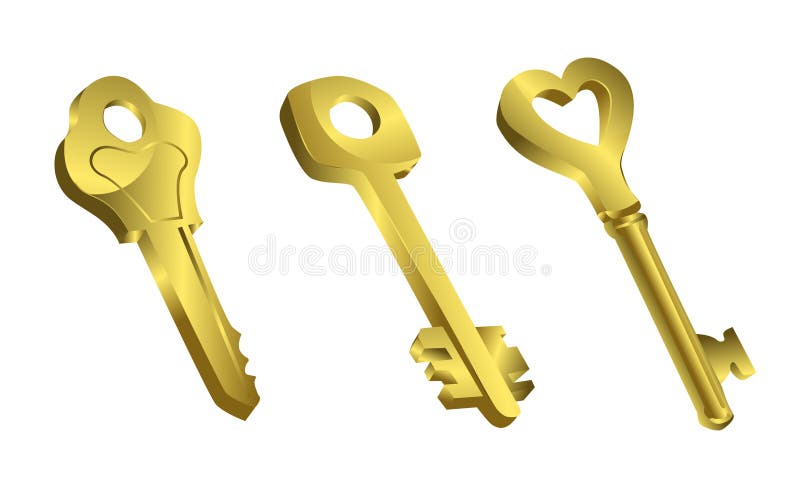 Set of Vintage Keys Drawings Stock Vector - Illustration of safe, forge ...