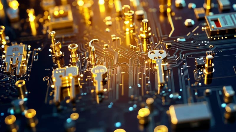 Golden Keys Protecting Microchip on Motherboard Symbolizing ...