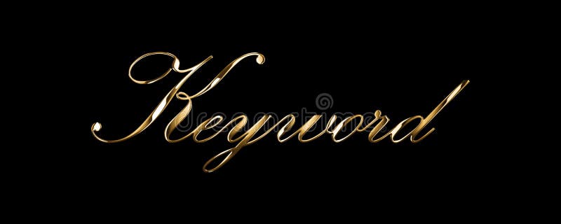 Golden Keyword Text with Black Background Stock Illustration ...