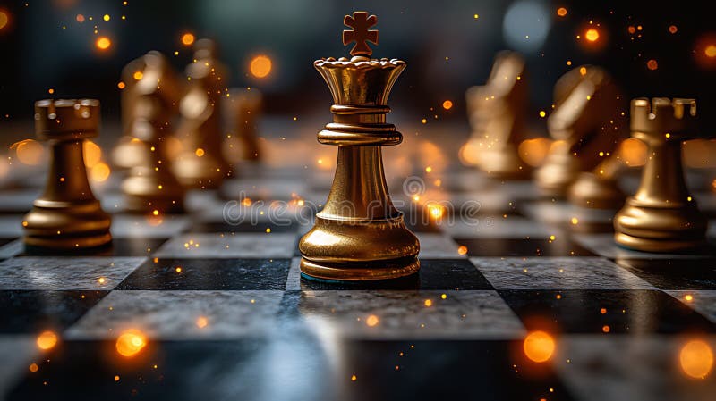 Golden King Chess Piece Strategy Game Board Stock Illustration ...