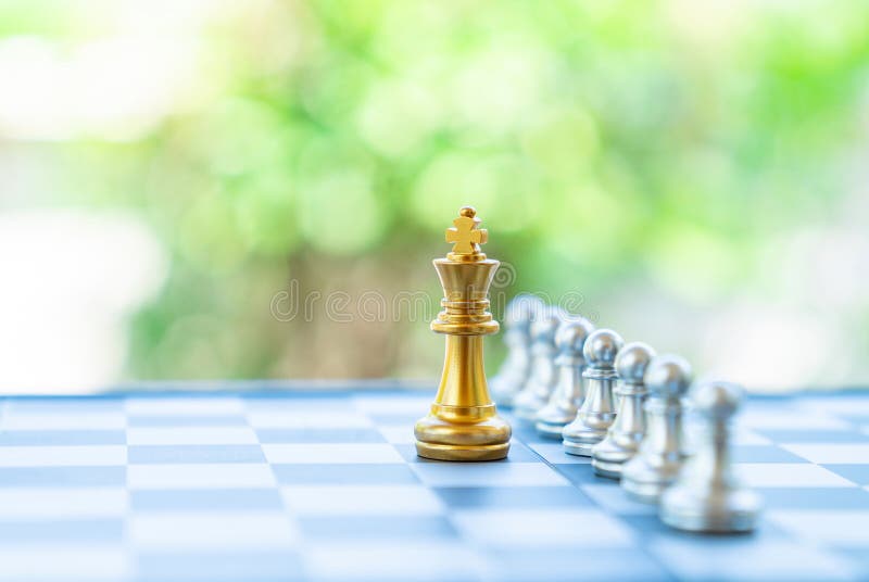 Golden King Chess Stand Infront of Silver Pawn Stock Photo - Image of ...
