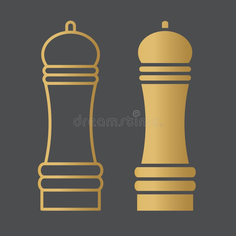 Golden kitchen pepper mill stock vector. Illustration of cook - 181793263