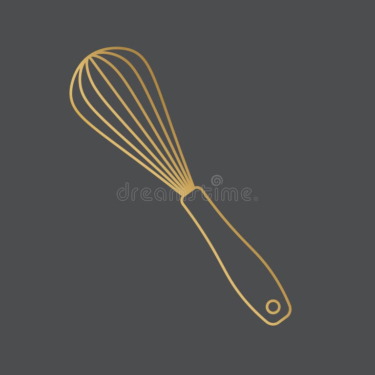 Golden kitchen whisk, icon stock vector. Illustration of equipment ...