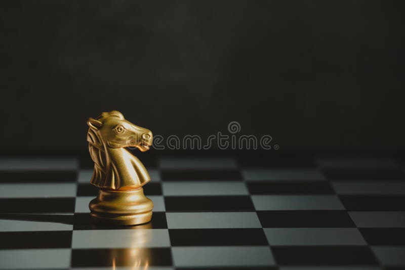 Golden Knight Chess Standing on a Board Stock Image - Image of ...