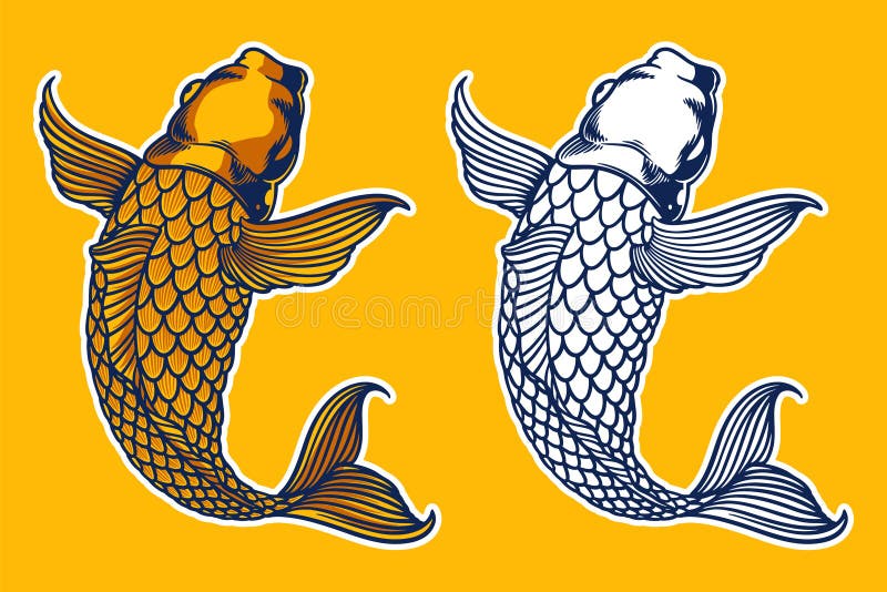 Golden Koi Fish Vector Illustration Cartoon Style Stock Vector ...