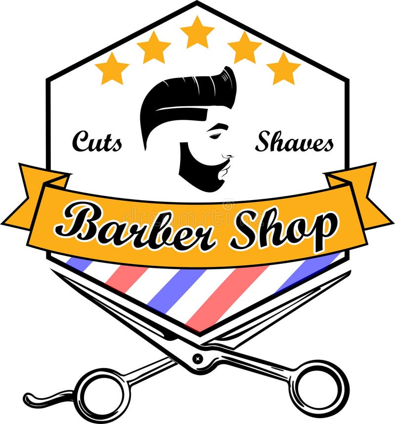 Golden Label Barber Shop Logo. Stock Vector - Illustration of scissor ...