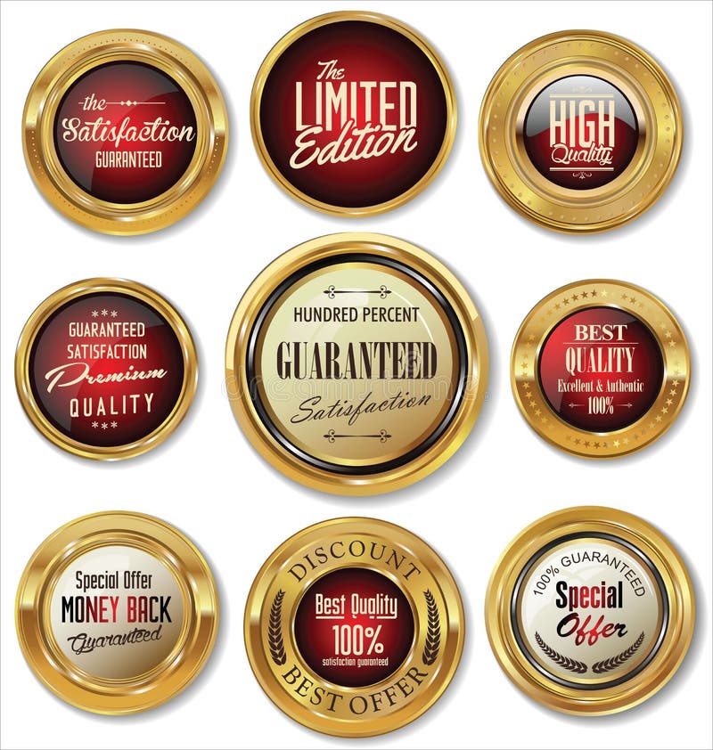 Golden labels collection stock illustration. Illustration of business ...
