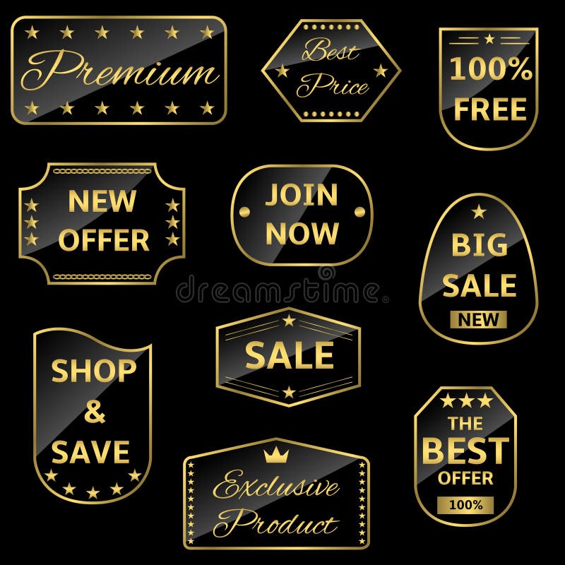 Golden labels stock vector. Illustration of label, advice - 44749568