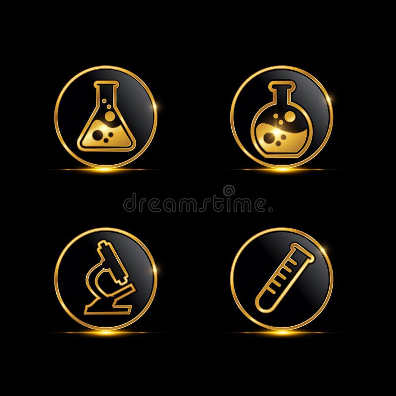 Golden Laboratory Equipment Circle Icon Stock Vector - Illustration of ...