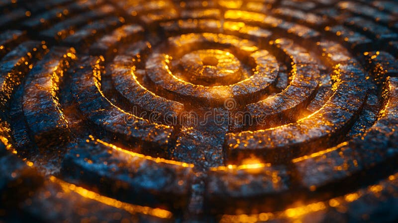 Golden Labyrinth Abstract Art Design Maze Pattern Texture Isolated on ...