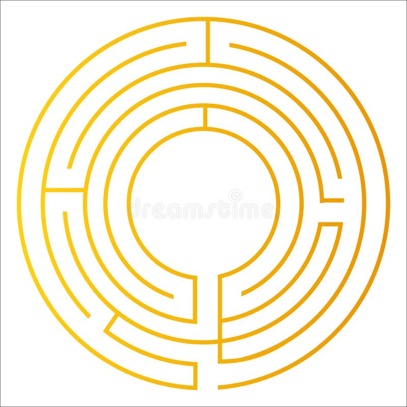 Golden Labyrinth on the White Background Vector Illustration Stock ...