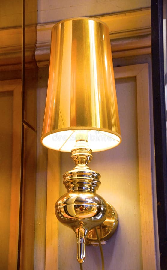 Golden lamp stock image. Image of indoors, plastic, illuminated - 39843689