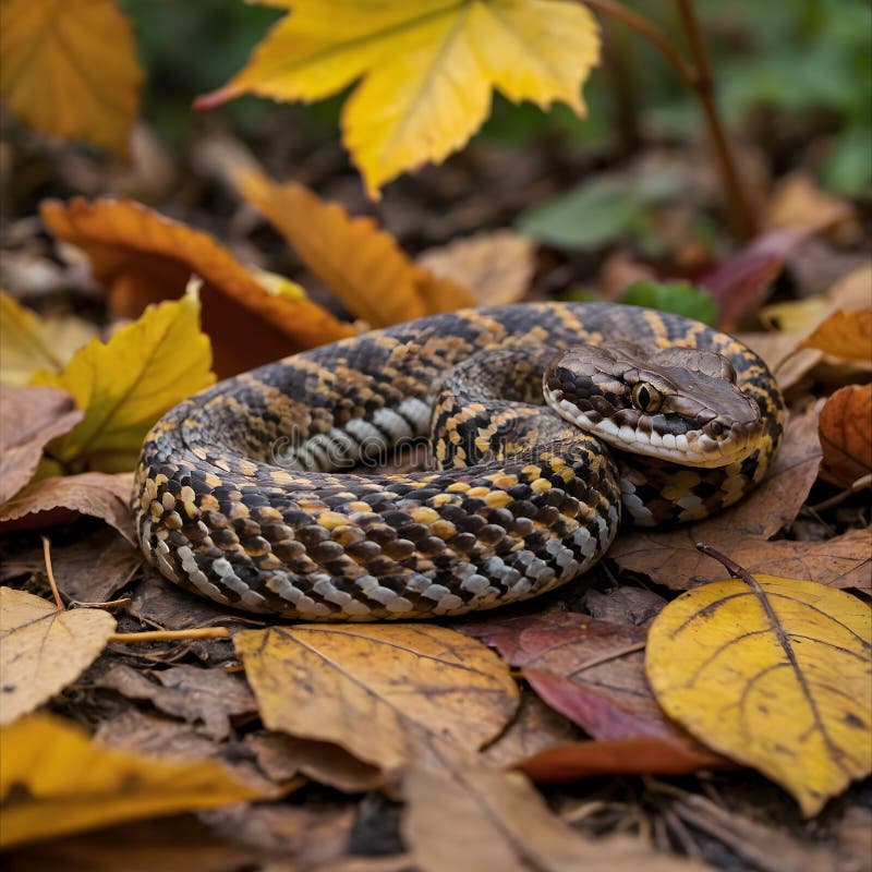 Golden Lancehead Snake Sunbathing on Rock with Dramatic Lighting and ...