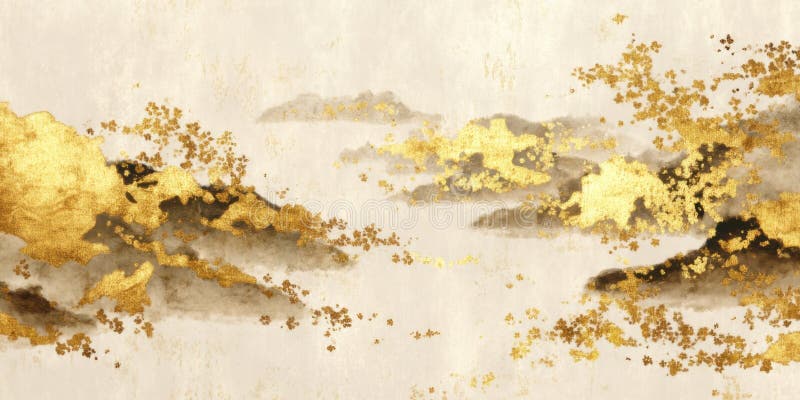 Golden Landscape with Abstract Clouds and Delicate Textures in a Serene ...