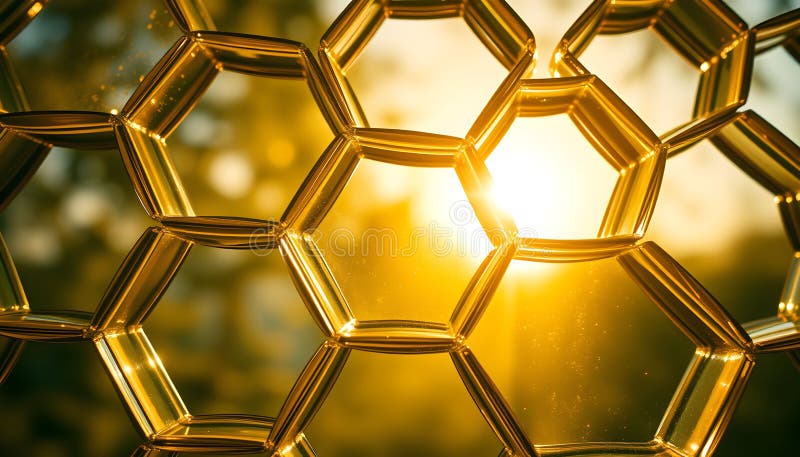 Golden Lattice Structure with a Radiant Glow Stock Illustration ...