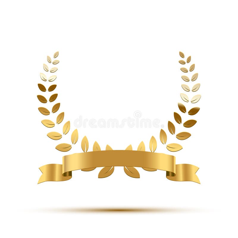 Golden Laurel Wreath with Ribbon. Vector Luxury Design Element. Stock ...