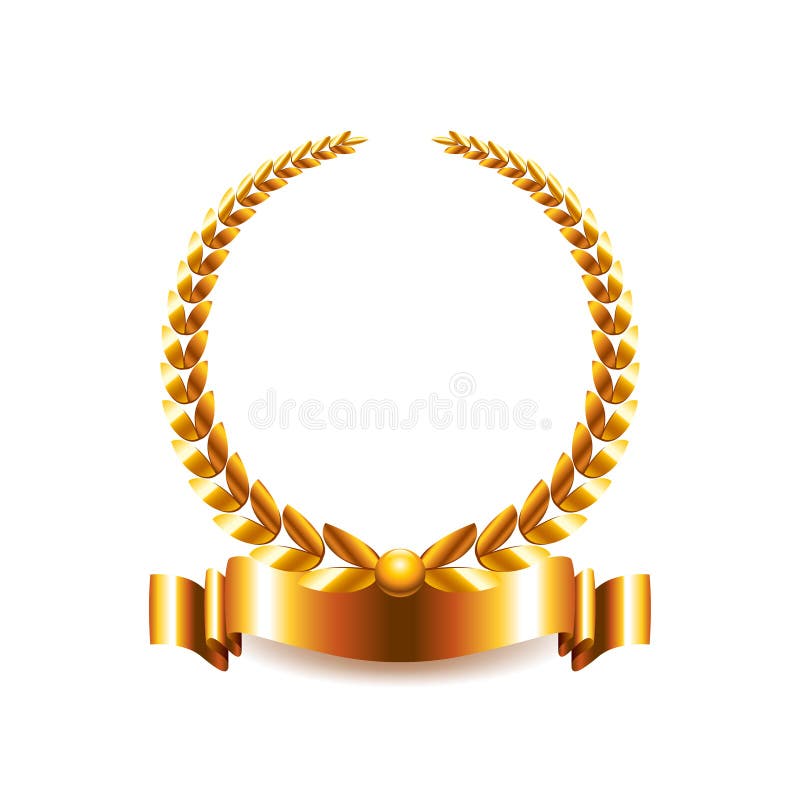 Golden Laurel Wreath on White Vector Stock Vector - Illustration of ...