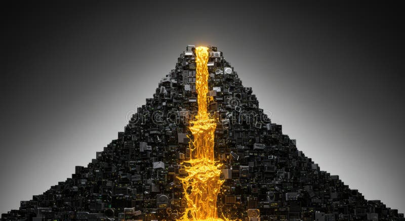 Golden Lava Flow on Pyramid of Electronic Waste Visualizing Technology ...