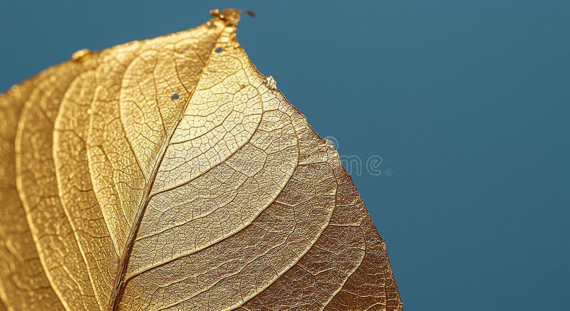 Golden Leaf on Blue Background Stock Illustration - Illustration of ...