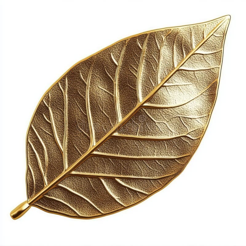 Golden Leaf 3D Render, Single Leaf, Luxury Nature, Gold Leaf Texture ...