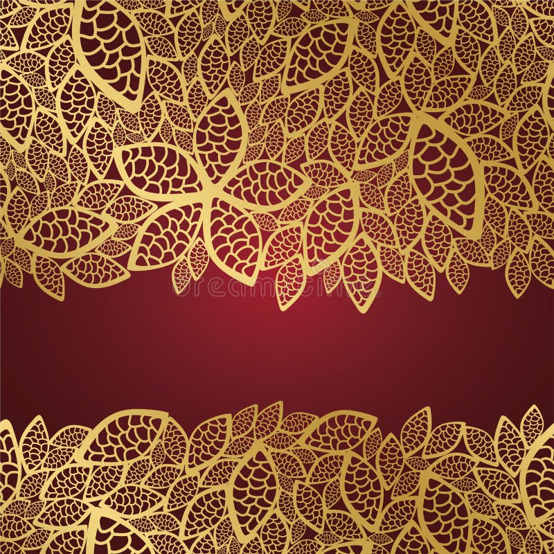 Red Floral Lace Borders on Golden Background Stock Vector ...