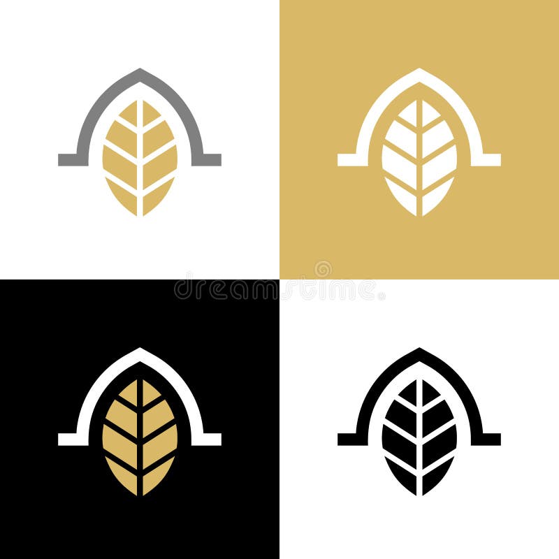 Golden Leaf Logo Design Template Elements, Vector Illustration Stock ...