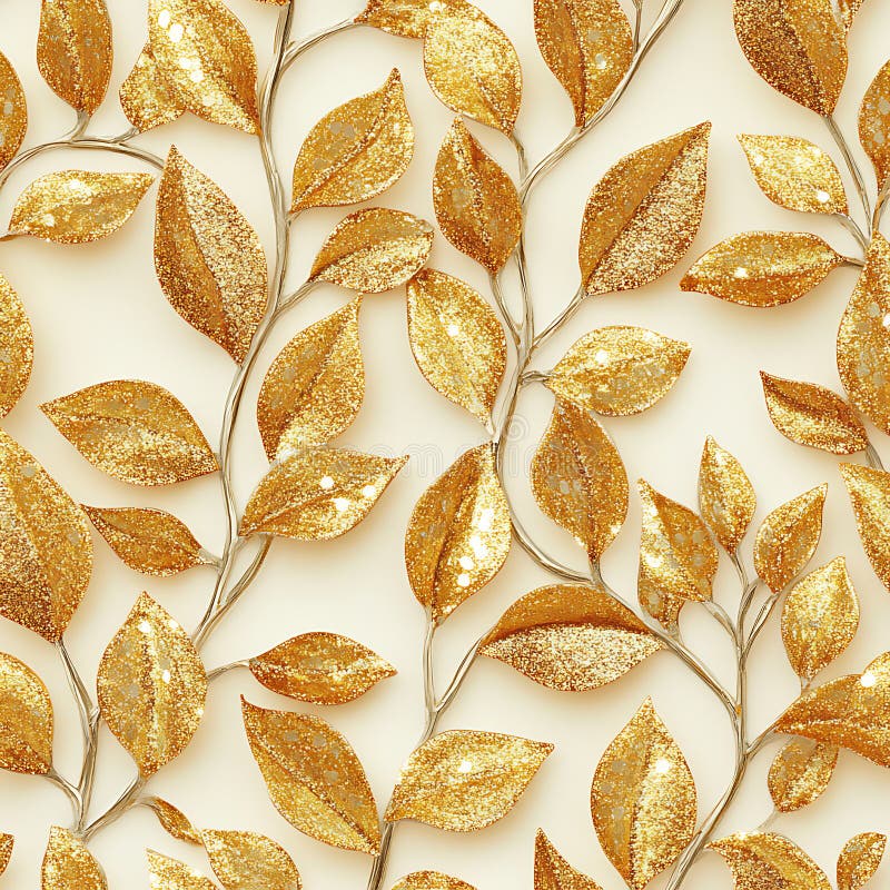Golden Leaf Patterns for Elegant Backgrounds Stock Illustration ...