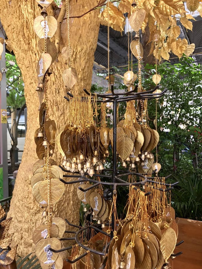 Golden Leaf Tree in Buddhist Temple Stock Image - Image of fortune ...