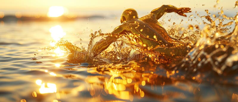 A Golden Leap Out of the Water Symbolizing Growth and Progress Stock ...
