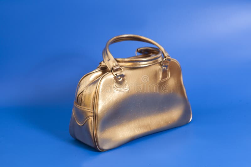 Golden leather bag stock image. Image of single, object - 56885735
