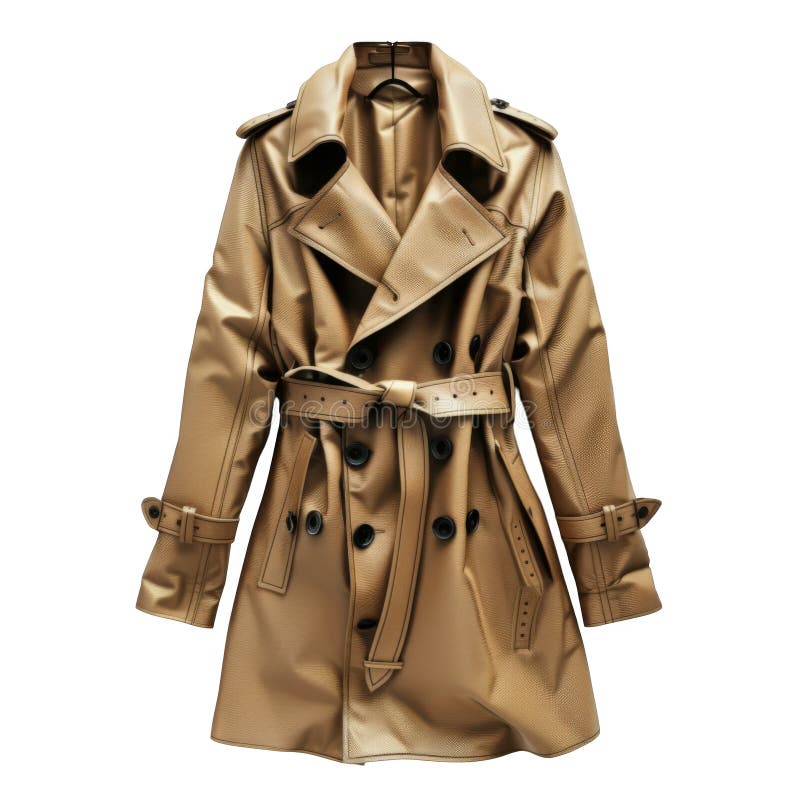 Golden Leather Trench Coat on Hanger Stock Photo - Illustration of ...