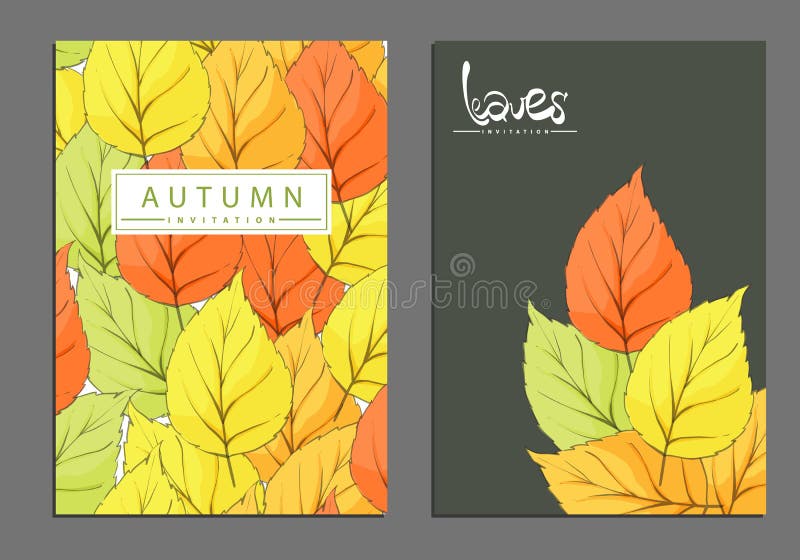 Golden leaves covers stock vector. Illustration of floral - 128222858