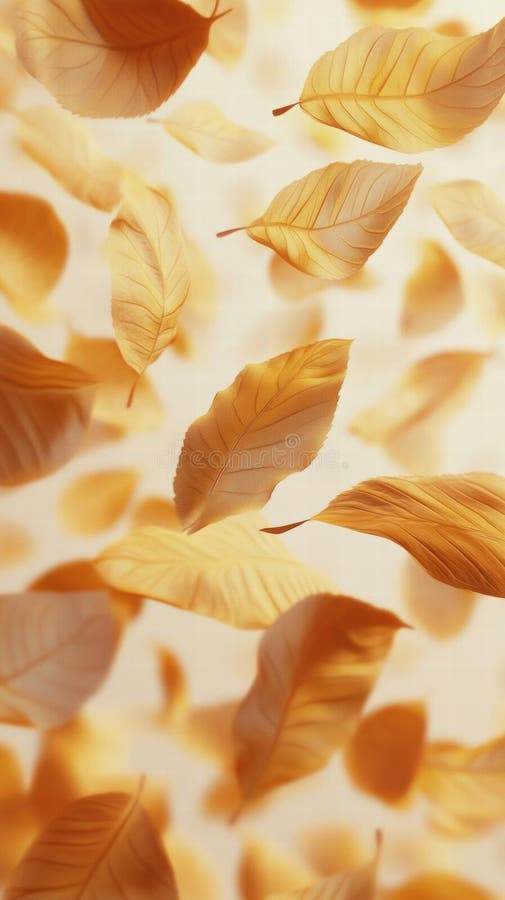 Golden Leaves Falling Gracefully Stock Illustration - Illustration of ...